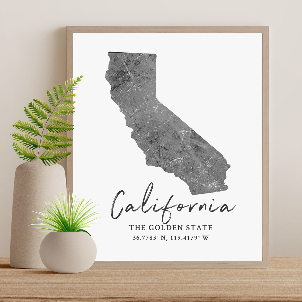 California State Map Art Print – Westbrook Print Shop