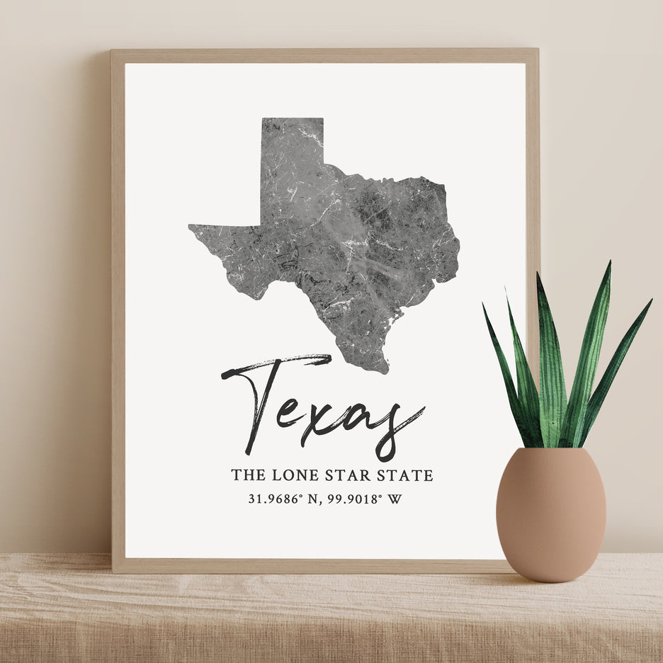 Texas State Map Art Print – Westbrook Print Shop